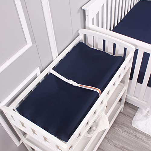 Belsden 3 Pack Microfiber Soft Changing Pad Cover, with 2 Considerate Safety Belt Holes, Durable Diaper Change Table Sheet Set for Baby Boys Girls, 16''x32''x8'', White Star & Navy & Navy Star