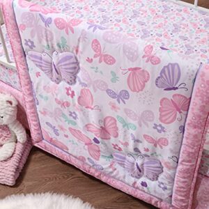 The Peanutshell Crib Bedding Set for Baby Girls, Butterfly Song, 3 Piece Set