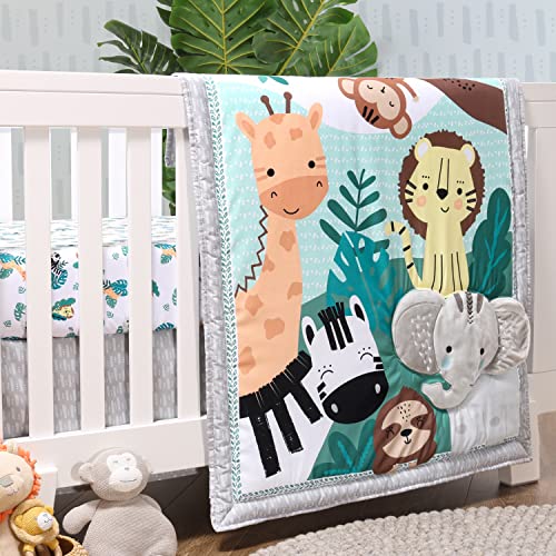 The Peanutshell Crib Bedding Set, Safari Animals, 3 Piece Crib Set