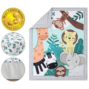 The Peanutshell Crib Bedding Set, Safari Animals, 3 Piece Crib Set