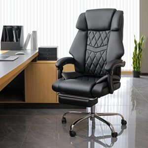 HOFFREE Big and Tall Executive Office Chair 550LBS High Back Computer Desk Chair with Footrest and Lumbar Support Soft Leather for Home Office Black