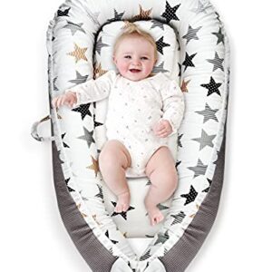 Mestron Baby Nest for 0-12 Months,Baby Lounger Baby Snuggle Infant Bassinet Mattress Insert Soft & Breathable Cotton Portable Infant Floor Seat Co-Sleeping (Star)