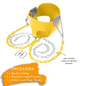 Ktaxon Toddler Bucket Swing, High Back Full Kids Bucket Swings Seat W/ Coated Chains & Lock Snap Hooks, Playground Swing Set Accessories for Outdoor Backyard, 3 Months-4 Years (Yellow)