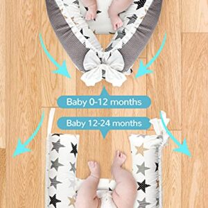 Mestron Baby Nest for 0-12 Months,Baby Lounger Baby Snuggle Infant Bassinet Mattress Insert Soft & Breathable Cotton Portable Infant Floor Seat Co-Sleeping (Star)