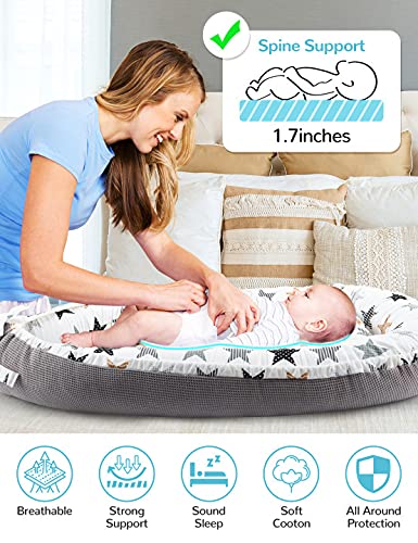 Mestron Baby Nest for 0-12 Months,Baby Lounger Baby Snuggle Infant Bassinet Mattress Insert Soft & Breathable Cotton Portable Infant Floor Seat Co-Sleeping (Star)