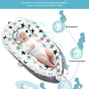 Mestron Baby Nest for 0-12 Months,Baby Lounger Baby Snuggle Infant Bassinet Mattress Insert Soft & Breathable Cotton Portable Infant Floor Seat Co-Sleeping (Star)