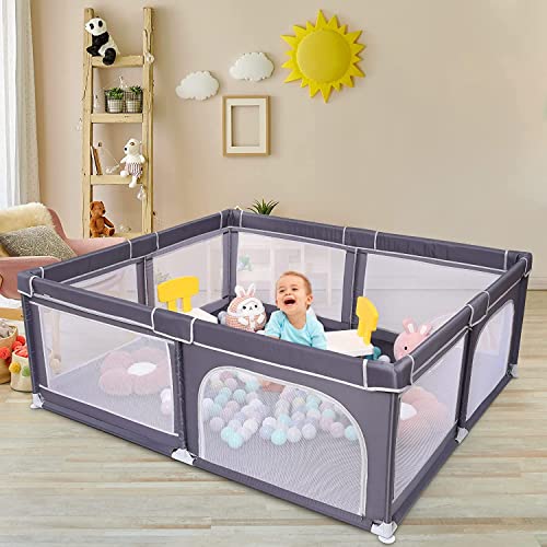 Ronipic Large Playpen for Babies and Toddlers Baby Gate Playpen Outdoor Play Pen Baby Fence Play Area (79"x71"x27")