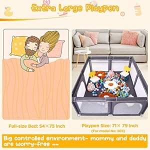 Ronipic Large Playpen for Babies and Toddlers Baby Gate Playpen Outdoor Play Pen Baby Fence Play Area (79"x71"x27")