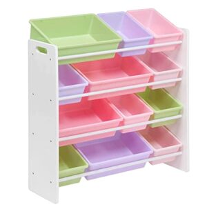 homesmiths white toy storage organizer for kids, set of 12 pastel bins | perfect for home, play schools and kindergarten