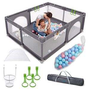 Large Playpen for Babies and Toddlers - Play Yard for Baby - Baby Fence Play Area - 71''×59'' - Outdoor Baby Playpen - Extra Large Playpen - Baby Gate Playpen - Baby Play Area - Baby Play Yards - Grey