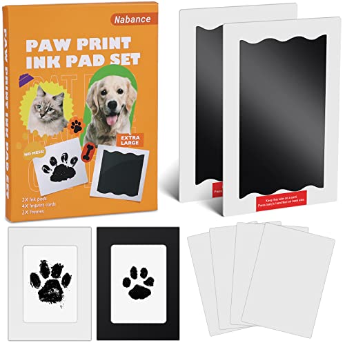 Nabance Paw Print Kit, Dog Nose Print Kit, No Mess Paw Print Stamp Pad for Dogs & Cats, 8Pcs Pet Paw Print Impression Kit with Photo Frames, Clean Touch Ink Pads, Nose Print Stamp Pad for Dogs