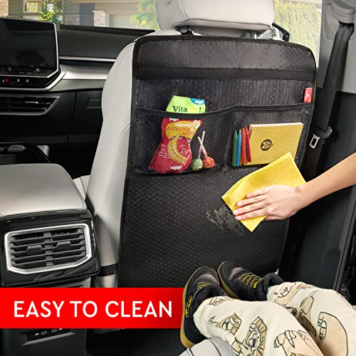 Helteko Back Seat Protector for Car, 2 Pack Premium Kick Mats for Kids, Extra Large Car Seat Cover for Backseat with Mesh Pockets, Waterproof Material, Dirt & Mud Protection, Car Travel Accessories