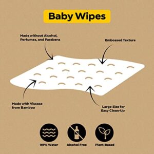 DYPER Viscose from Bamboo Baby Wet Wipes | 99.9% Water Unscented for Sensitive Newborn Skin | Hypoallergenic | Honest Ingredients | Made with Plant-Based* Materials | Face & Hand | Pack of 5