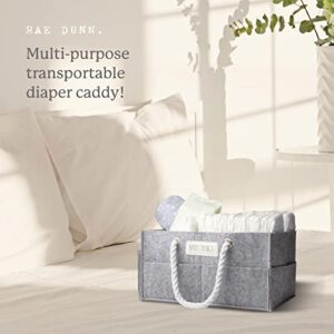 Rae Dunn Baby Diaper Caddy Organizer, Baby Things Storage Organizer for Nursery, Changing Table and Car, Portable Basket for Baby Items, Baby Shower Gifts, Grey Felt with Rope Handles, Small