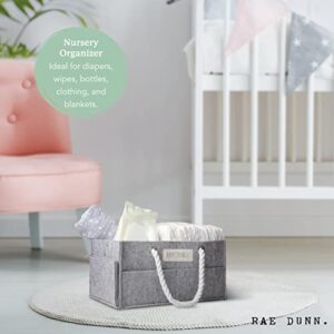 Rae Dunn Baby Diaper Caddy Organizer, Baby Things Storage Organizer for Nursery, Changing Table and Car, Portable Basket for Baby Items, Baby Shower Gifts, Grey Felt with Rope Handles, Small