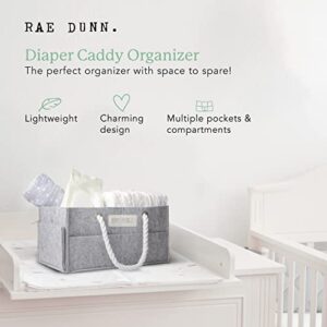 Rae Dunn Baby Diaper Caddy Organizer, Baby Things Storage Organizer for Nursery, Changing Table and Car, Portable Basket for Baby Items, Baby Shower Gifts, Grey Felt with Rope Handles, Small