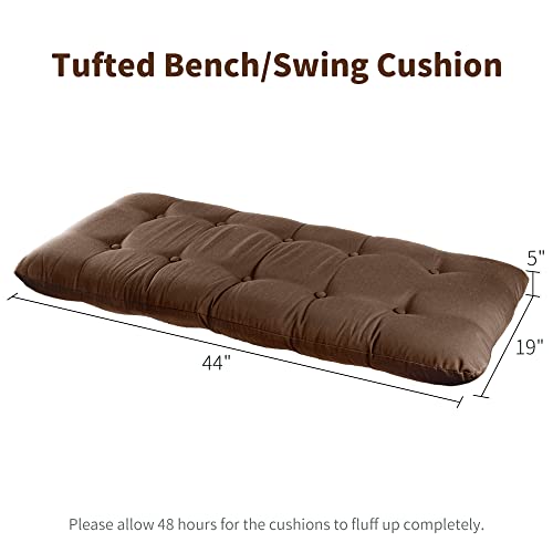 Famvos Tufted Bench Cushions for Patio Furniture, 44x19 inches Outdoor Patio Swing Cushions for Indoor/Outdoor Loveseat Chairs