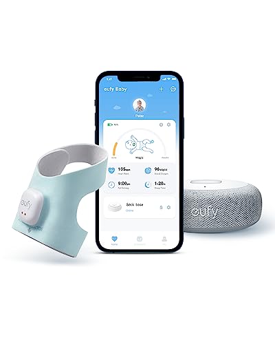 eufy Baby S320 Smart Sock Baby Monitor with 2.4 GHz Wi-Fi, Track Sleep Patterns, Naps, Heart Rate, and Blood Oxygen Levels, Soft and Comfortable, for Babies 0-18 Months, No Monthly Fee