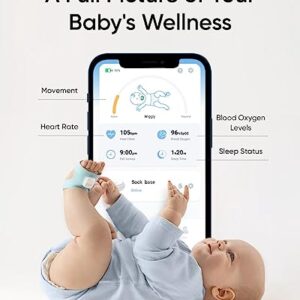 eufy Baby S320 Smart Sock Baby Monitor with 2.4 GHz Wi-Fi, Track Sleep Patterns, Naps, Heart Rate, and Blood Oxygen Levels, Soft and Comfortable, for Babies 0-18 Months, No Monthly Fee