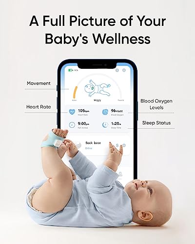 eufy Baby S320 Smart Sock Baby Monitor with 2.4 GHz Wi-Fi, Track Sleep Patterns, Naps, Heart Rate, and Blood Oxygen Levels, Soft and Comfortable, for Babies 0-18 Months, No Monthly Fee