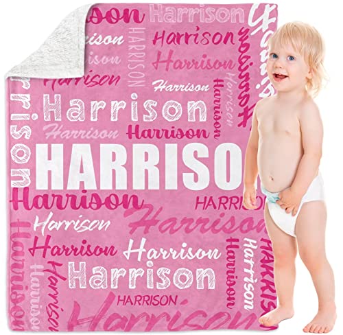 Yeahill Personalized Baby Blankets for Boys Girls, Custom Baby Blanket with Name Personalized Throw Blanket for Kids Baby Newborn, Personalized Baby Gift for Birthday Chrismas Halloween (30x40in)