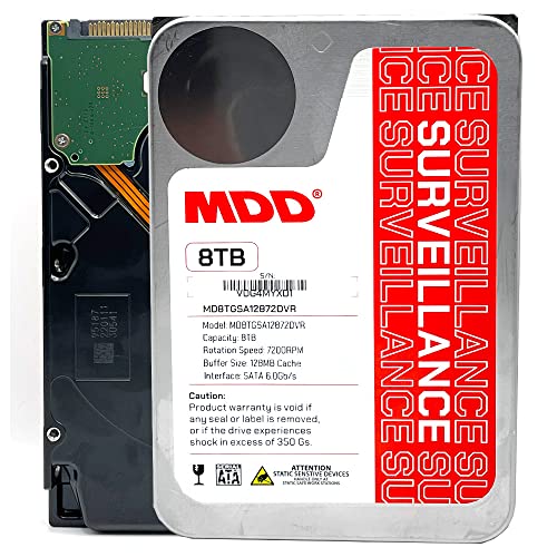 MDD (MDD8TSATA12872DVR) 8TB 7200RPM 128MB Cache SATA 6.0Gb/s 3.5inch Internal Surveillance Hard Drive - 3 Years Warranty