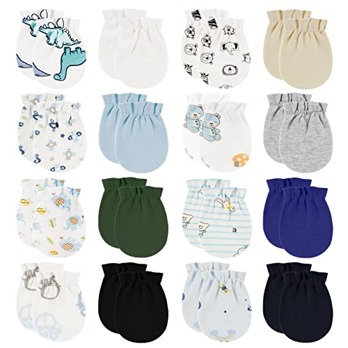 ONESING 16 Pairs Baby Mittens Newborn Mittens No Scratch 0-6 Months Warm Mittens for Newborn Baby Boys Girls