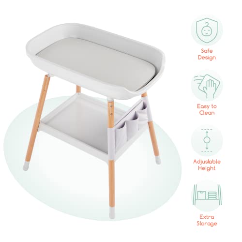 Children of Design Deluxe Diaper Changing Table - Portable Baby Changing Station & Organizer, Nursery Furnitue Tables with Storage Shelf and Changing Pad Included