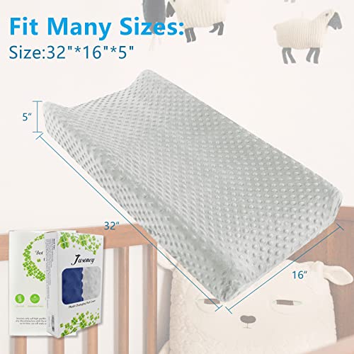 JUSONEY 2 Pack Changing Pad Cover, Minky Changing Pad Covers, Ultra Soft Minky Dots Plush Changing Table Covers, Breathable Changing Table Sheets Changing Pad Covers Suit Dark Blue and Light Gray