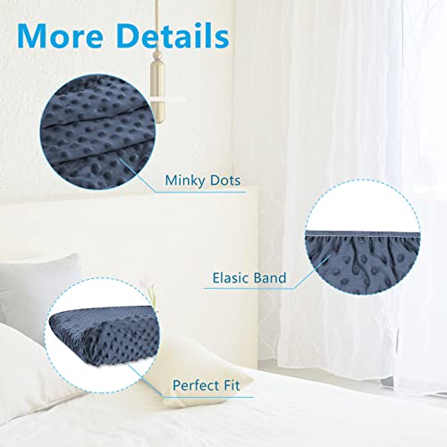 JUSONEY 2 Pack Changing Pad Cover, Minky Changing Pad Covers, Ultra Soft Minky Dots Plush Changing Table Covers, Breathable Changing Table Sheets Changing Pad Covers Suit Dark Blue and Light Gray