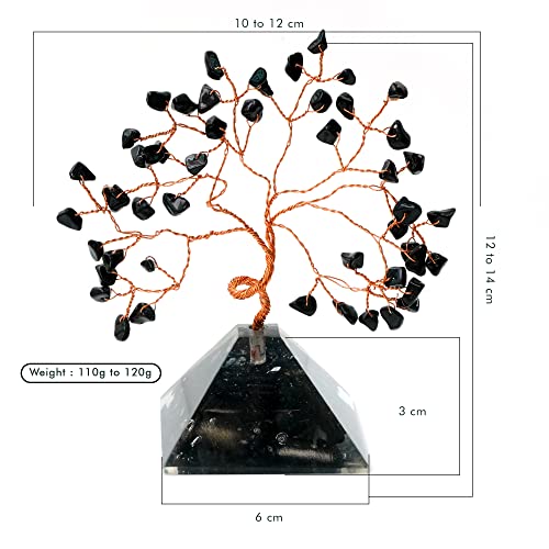 Black Obsidian Crystal Tree, Pyramid Base 7 Chakra Healing Crystals Tree of Life for Positive Energy & Good Luck Gifts, Money Bonsai Trees, Handcrafted Feng Shui Décor for Home and Office Decoration