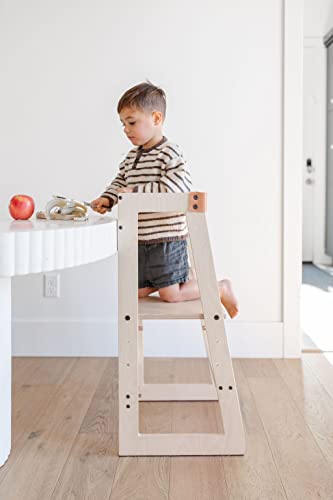 Franklin + Emily Wooden Toddler Tower and Step Stool (Toddler Step Stool with Leather Strap, Kitchen Helper Tower, Kitchen Tower, Safety Stool, Kid Step Stool, Activity Tower, Montessori Tower)