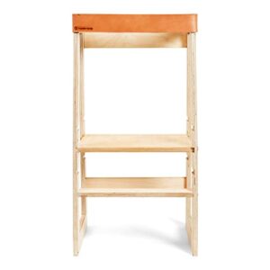 Franklin + Emily Wooden Toddler Tower and Step Stool (Toddler Step Stool with Leather Strap, Kitchen Helper Tower, Kitchen Tower, Safety Stool, Kid Step Stool, Activity Tower, Montessori Tower)