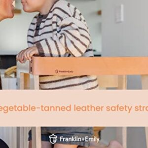 Franklin + Emily Wooden Toddler Tower and Step Stool (Toddler Step Stool with Leather Strap, Kitchen Helper Tower, Kitchen Tower, Safety Stool, Kid Step Stool, Activity Tower, Montessori Tower)