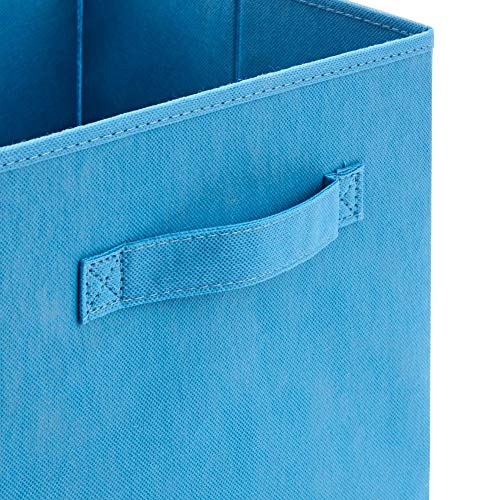 EZOWare Set of 12 Foldable Basket Bin Collapsible Storage Cube For Nursery, Kids Toys Organizer, Shelf Cabinet - (White + Niagara Blue)