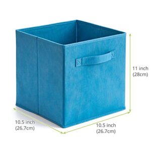 EZOWare Set of 12 Foldable Basket Bin Collapsible Storage Cube For Nursery, Kids Toys Organizer, Shelf Cabinet - (White + Niagara Blue)