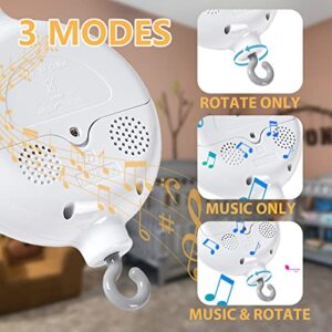 Avelin Baby Mobile Music Box, Crib Mobile Motor with 3 Modes (Turn Only,Turn & Music, Music Only)12 Long Lullabies, Volume Control, Auto-Off 30 Minutes, 3 Personalized Stickers, Rotating Music Box