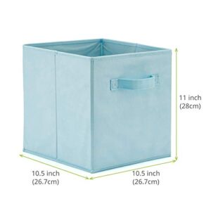 EZOWare Set of 12 Foldable Basket Bin Collapsible Storage Cube For Nursery, Kids Toys Organizer, Shelf Cabinet - (White + Light Blue)