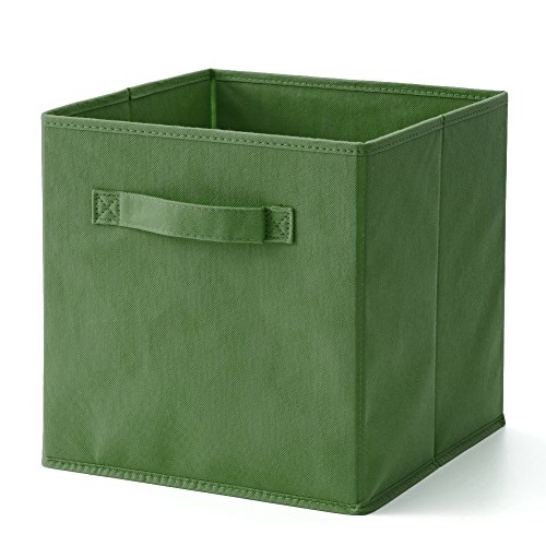 EZOWare Set of 12 Foldable Basket Bin Collapsible Storage Cube for Nursery, Kids Toys Organizer, Shelf Cabinet - (Pale Dogwood + Kale Green)