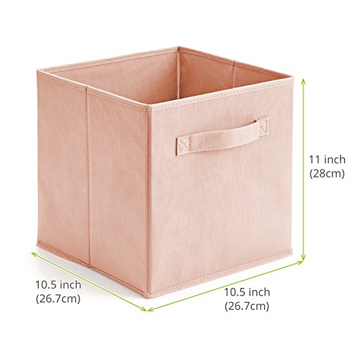 EZOWare Set of 12 Foldable Basket Bin Collapsible Storage Cube for Nursery, Kids Toys Organizer, Shelf Cabinet - (Pale Dogwood + Kale Green)