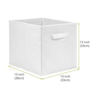 EZOWare Set of 8 Fabric Basket Bins, 13 x 15 x 13 inch Collapsible Organizer Storage Cube with Handles for Home, Bedroom, Baby Nursery, Kids Playroom Toys - ( White + Purple )