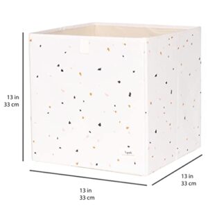 3 Sprouts Recycled Fabric Storage Cube Box Container Organizer - Cream Terrazzo