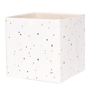 3 Sprouts Recycled Fabric Storage Cube Box Container Organizer - Cream Terrazzo