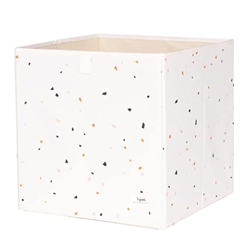 3 Sprouts Recycled Fabric Storage Cube Box Container Organizer - Cream Terrazzo