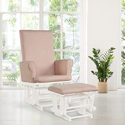 Rocking Chair Solid Premium Comfort Practical Wood Construction, Incredibly Smooth Quiet Gliding Baby Nursery Relax Chair Glider Ottoman Set with Cushion