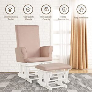 Rocking Chair Solid Premium Comfort Practical Wood Construction, Incredibly Smooth Quiet Gliding Baby Nursery Relax Chair Glider Ottoman Set with Cushion