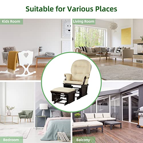 Comfortably Enjoy Rocking Chair Solid Practical Wood Construction, Incredibly Smooth Quiet Gliding Baby Nursery Relax Chair Glider Ottoman Set with Cushion