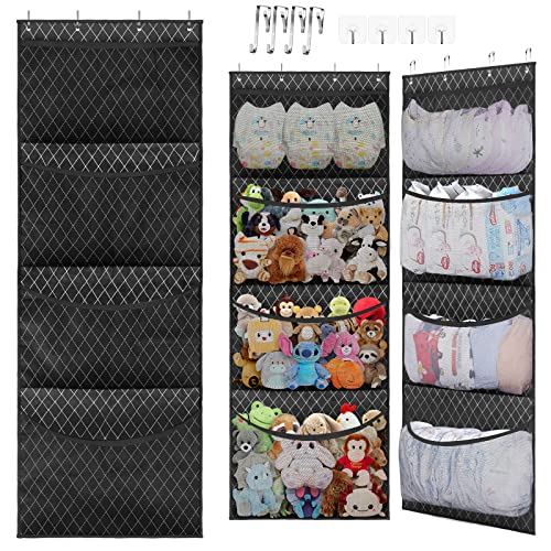 Extra Large Stuffed Animal Storage, Stuffed Animal Holder Over Door Organizer for Stuffies and Toy Plush Easy Installation with Breathable Hanging Storage Pockets