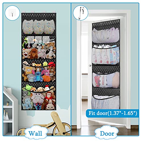 Extra Large Stuffed Animal Storage, Stuffed Animal Holder Over Door Organizer for Stuffies and Toy Plush Easy Installation with Breathable Hanging Storage Pockets