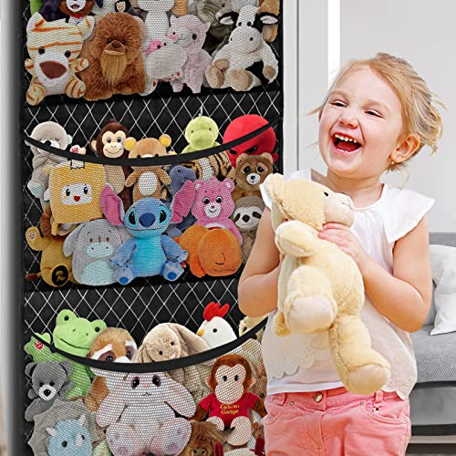 Extra Large Stuffed Animal Storage, Stuffed Animal Holder Over Door Organizer for Stuffies and Toy Plush Easy Installation with Breathable Hanging Storage Pockets